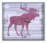 Square Moose Clock with Wood Dial, 15x15-in Canadian Tire