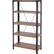 CANVAS Robson 5-Tier Metal Frame Bookcase With Storage, Oak Finish ...