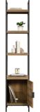 CANVAS Robson 4-Tier Metal Frame Narrow Bookcase With Storage Door, Oak ...