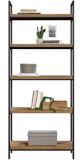 CANVAS Robson 5-Tier Metal Frame Bookcase With Storage, Oak Finish ...