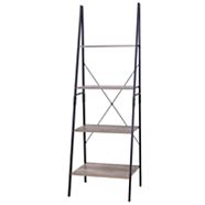 CANVAS Robson 4-Tier Metal Frame Narrow Bookcase With Storage Door, Oak ...