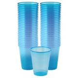 Black Light Neon Blue Plastic Cups, 50-ct Party City