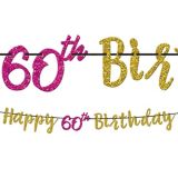 Glitter 60th Birthday Letter Banner Party City
