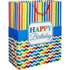 Rainbow Chevron Birthday Gift Bag Party City