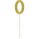 Large Glitter Gold Number 0 Picks, 14.5-in, 2-pk Party City