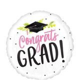 Pink Floral Congrats Grad Balloon, 17-in Party City