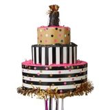 Birthday Cake Pull String Pinata, Gold & Pink Party City