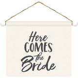 Here Comes the Bride Canvas Sign Party City