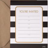 Black & White Striped Invitations, 50-pk Party City