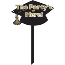 Black & Gold Grad Cap Graduation Yard Sign Party City