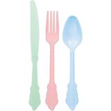 Pretty Pastels Ornate Premium Plastic Cutlery, 24-pk Party City
