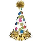 Multicolour & Metallic Gold Happy Dots Party Hat Party City