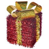 Small Tinsel Gift Box Decoration Party City